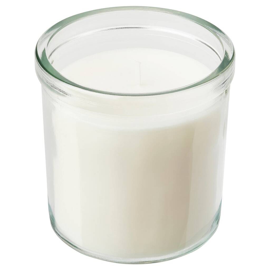 Jämlik geurkaars in glas, vanille/lichtbeige, 40 hr aanbieding bij IKEA