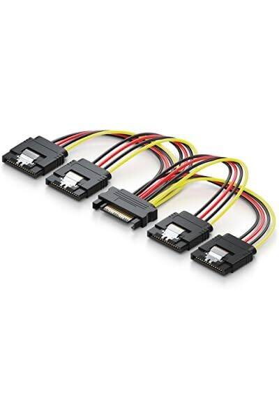 Deleycon 0,15m s-ata voedingsadapter y-adapter - 1x sata-bus naar 4x ...