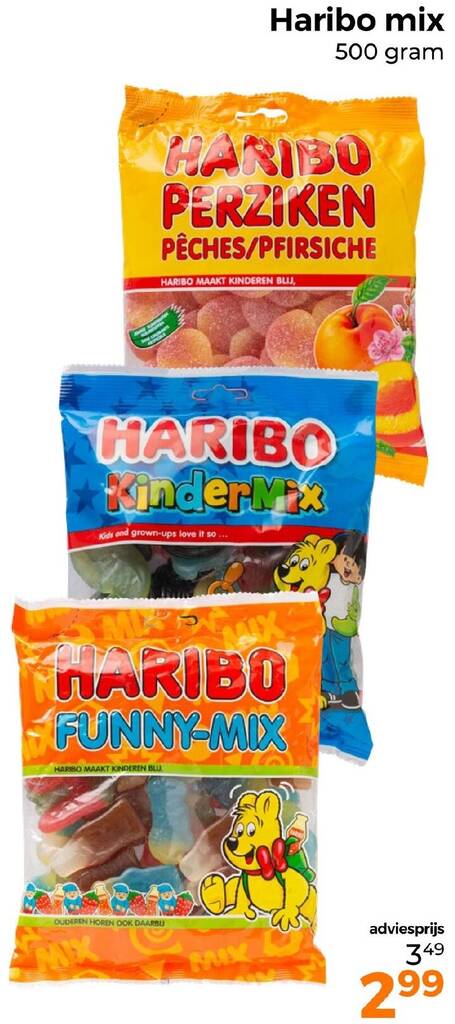 Haribo mix 500 gram aanbieding bij Trekpleister