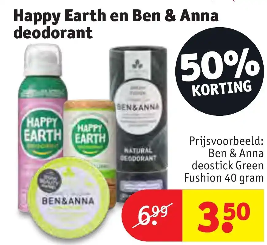 Happy Earth en Ben & Anna deodorant aanbieding bij Kruidvat