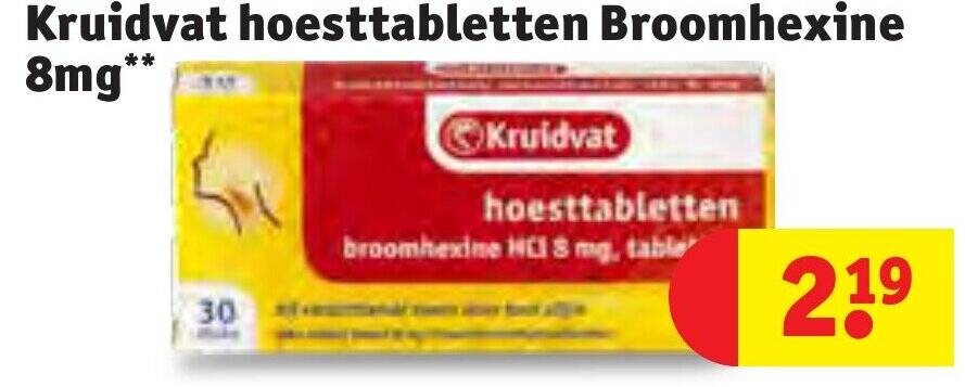Kruidvat hoesttabletten Broomhexine 8mg aanbieding bij Kruidvat