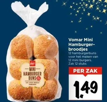 Vomar mini hamburgerbroodjes aanbieding bij Vomar Voordeelmarkt