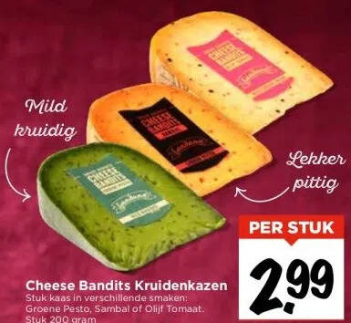 Cheese bandits kruidenkazen aanbieding bij Vomar Voordeelmarkt