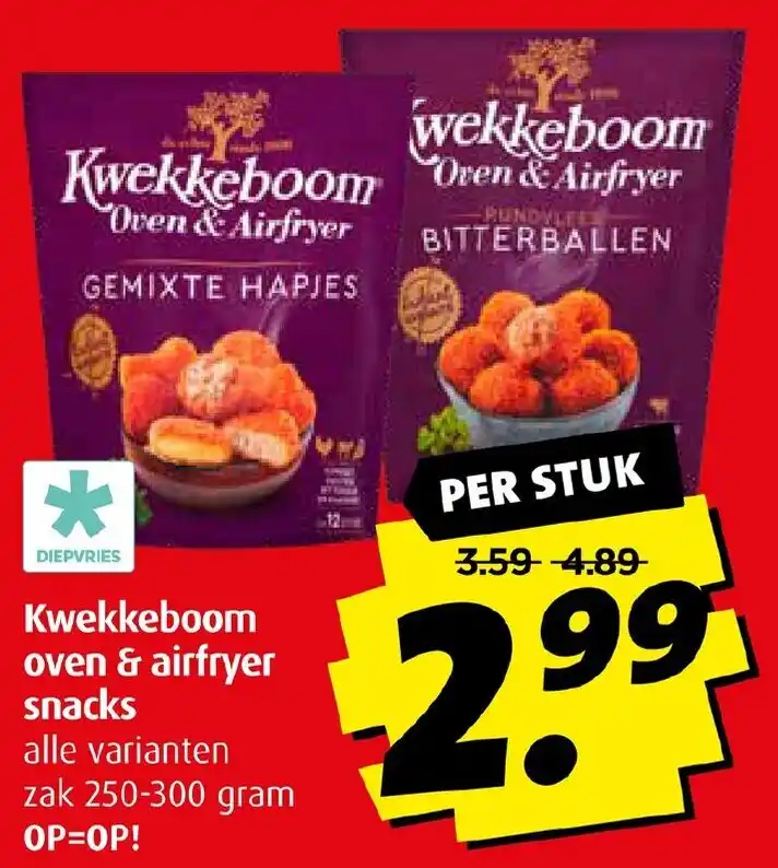 Kwekkeboom oven & airfryer snacks aanbieding bij Boni