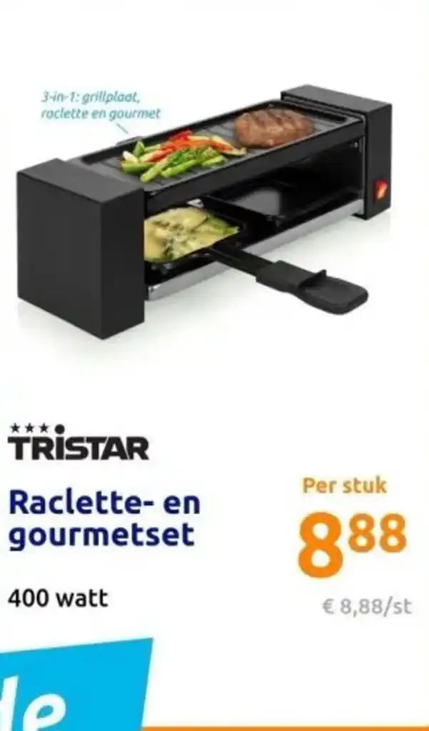 TRISTAR Raclette- en gourmetset 400 watt aanbieding bij Action