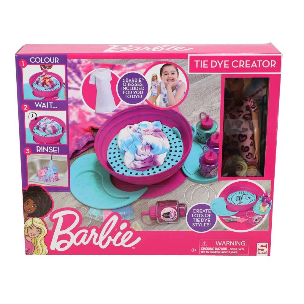 Barbie tie dye machine met pop aanbieding bij Marskramer