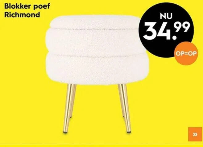 Blokker poef richmond aanbieding bij Blokker