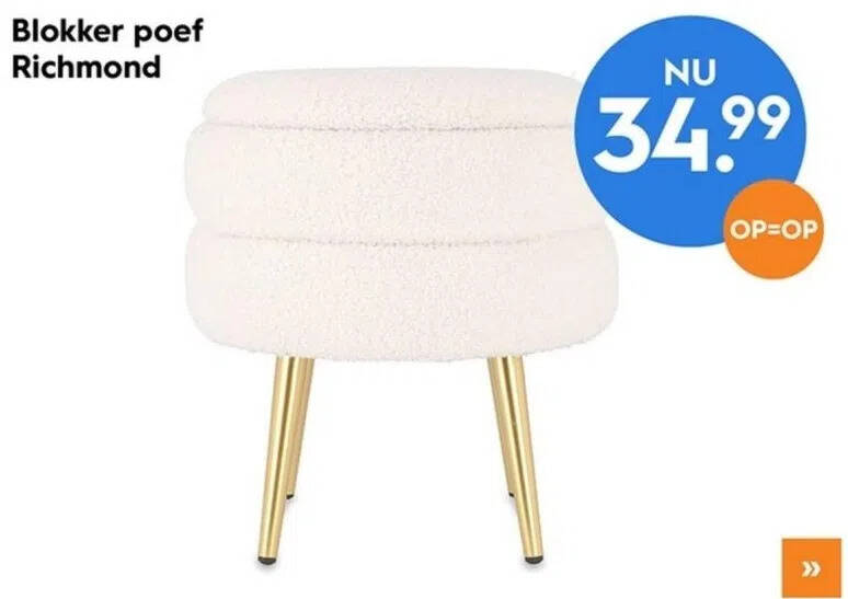 Blokker poef Richmond aanbieding bij Blokker
