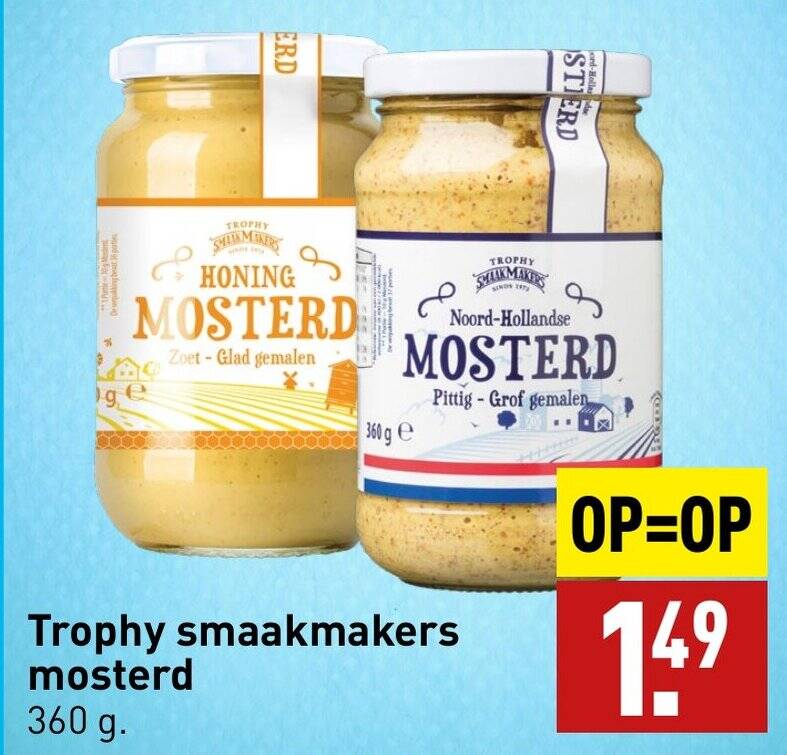 Trophy smaakmakers mosterd 360g aanbieding bij ALDI