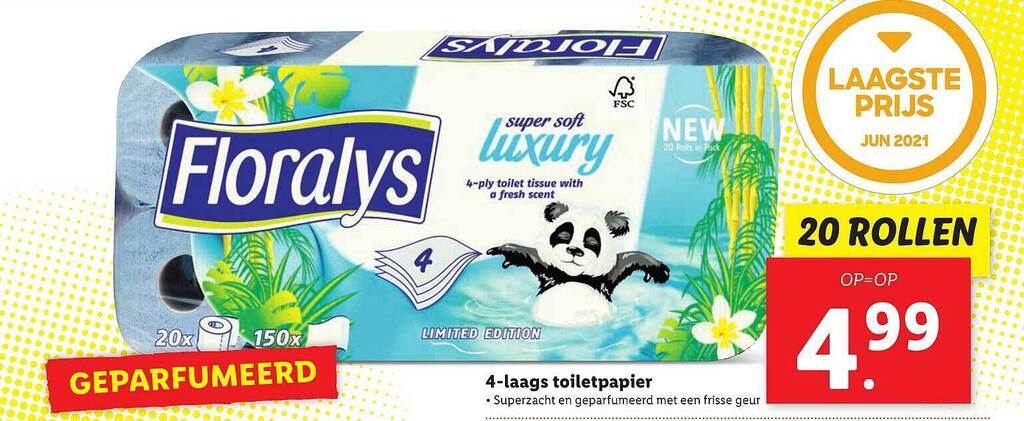 Floralys 4-Laags Toiletpapier aanbieding bij Lidl