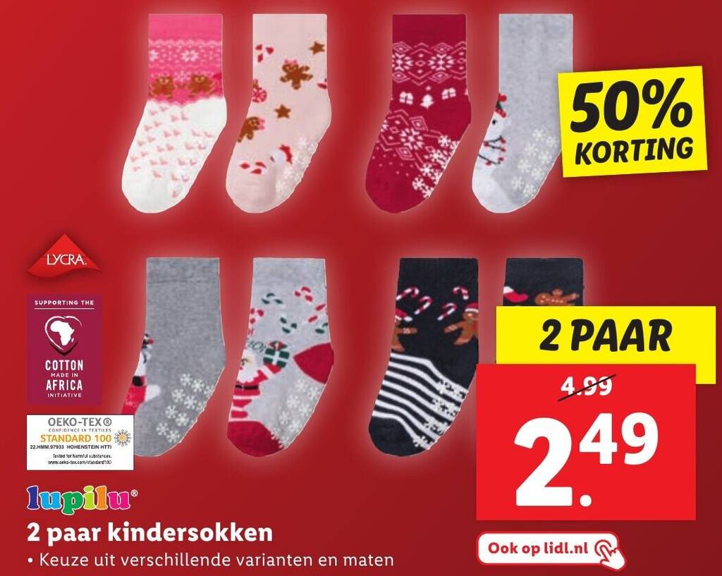 lupilu 2 paar kindersokken aanbieding bij Lidl