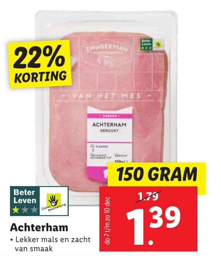 Achterham 150 GRAM aanbieding bij Lidl