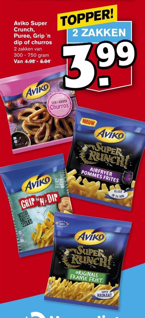 Aviko Super Crunch, Puree, Grip 'n dip of churros aanbieding bij Hoogvliet