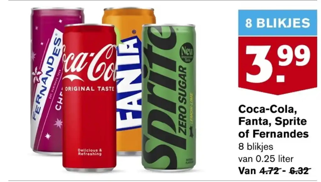 Coca-Cola, Fanta, Sprite of Fernandes aanbieding bij Hoogvliet