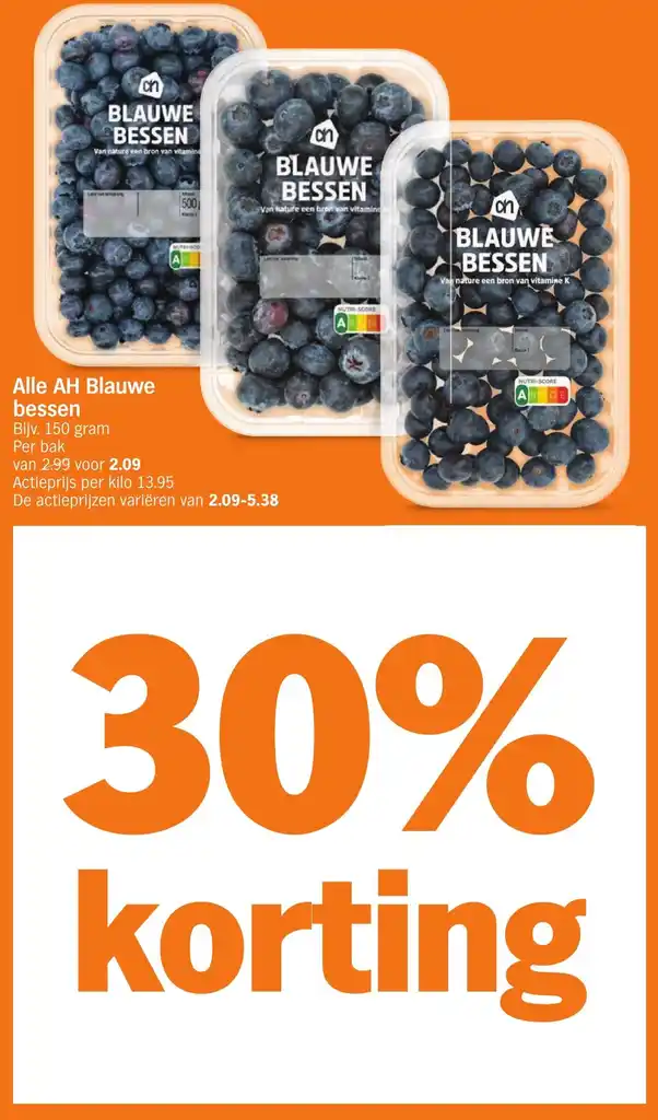 Alle AH Blauwe bessen 150g aanbieding bij Albert Heijn
