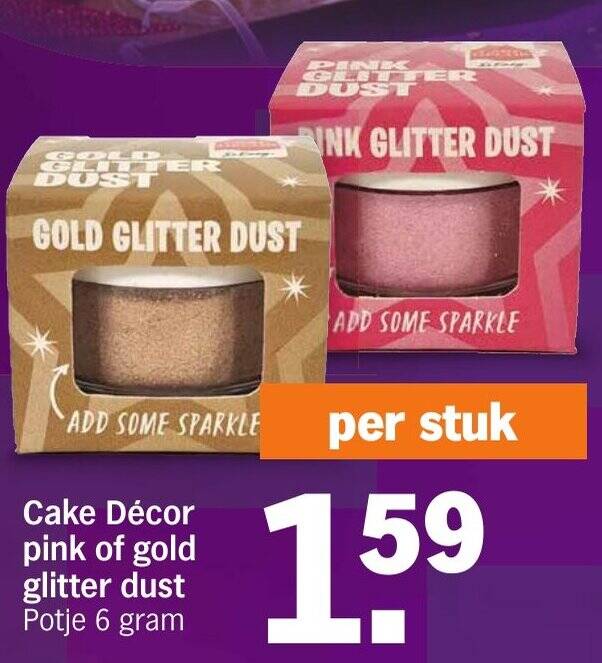 Cake Décor pink of gold glitter dust Potje 6 gram aanbieding bij Albert ...