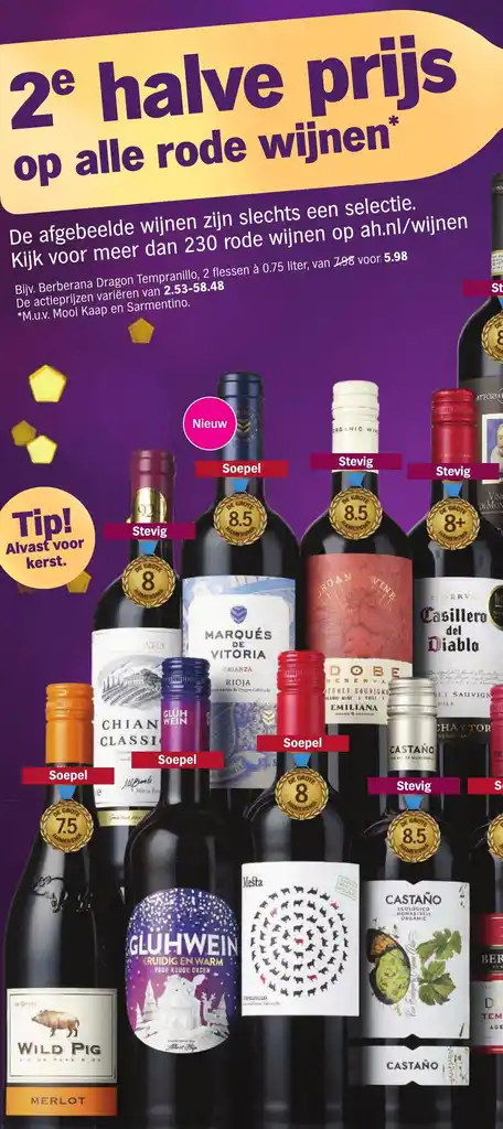 op alle rode wijnen aanbieding bij Albert Heijn