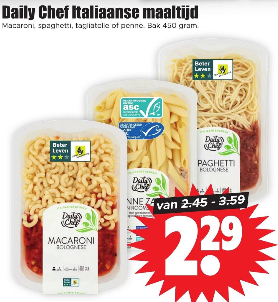 Daily Chef Italiaanse maaltijd 450g aanbieding bij Dirk