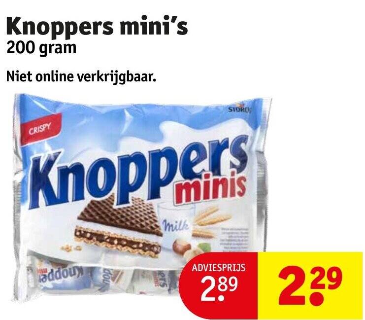 Knoppers mini's 200 gram aanbieding bij Kruidvat
