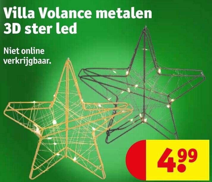 Villa Volance metalen 3D ster led aanbieding bij Kruidvat
