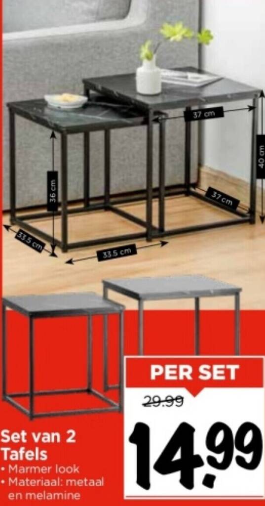 Set van 2 Tafels aanbieding bij Vomar Voordeelmarkt