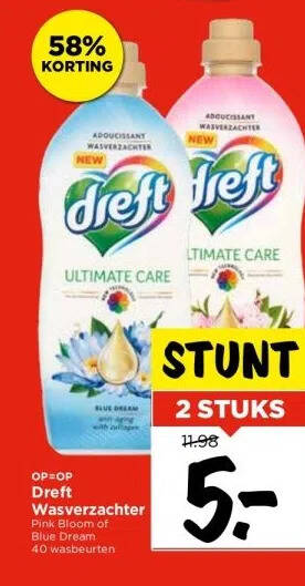 Dreft wasverzachter pink bloom of blue dream aanbieding bij Vomar ...