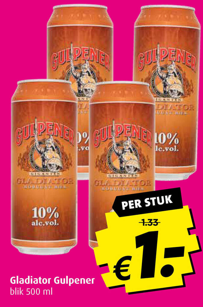 Gladiator Gulpener blik 500 ml aanbieding bij Boni