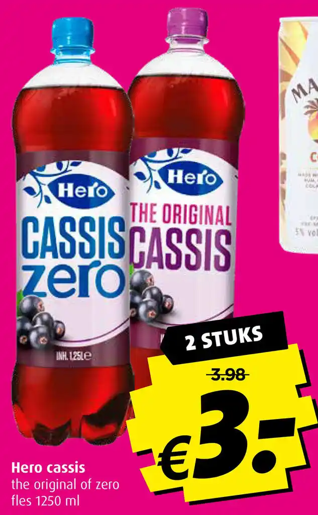 Hero cassis fles 1250 ml aanbieding bij Boni