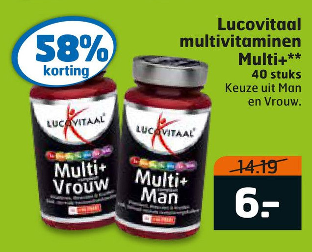 Lucovitaal multivitaminen Multi+** 40 stuks aanbieding bij Trekpleister