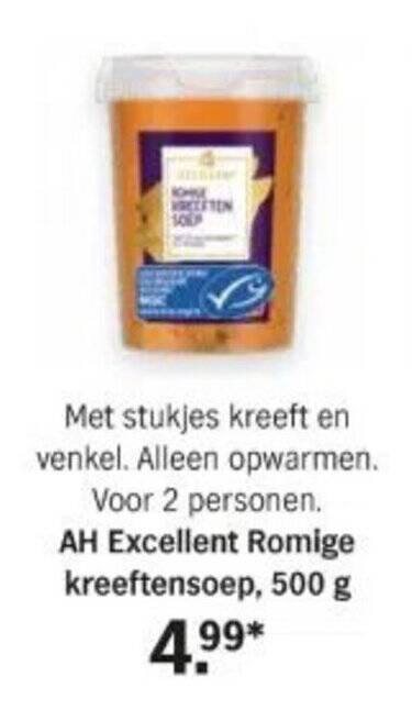 AH Excellent Romige kreeftensoep, 500 Voor 2 personen. AH Excellent ...