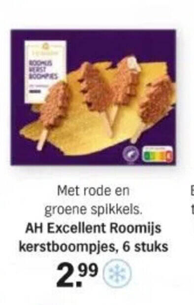 AH Excellent Roomijs kerstboompjes, 6 stuks aanbieding bij Albert Heijn