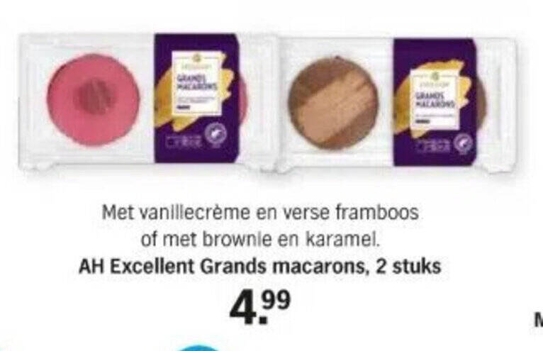 AH Excellent Grands macarons, 2 stuks aanbieding bij Albert Heijn