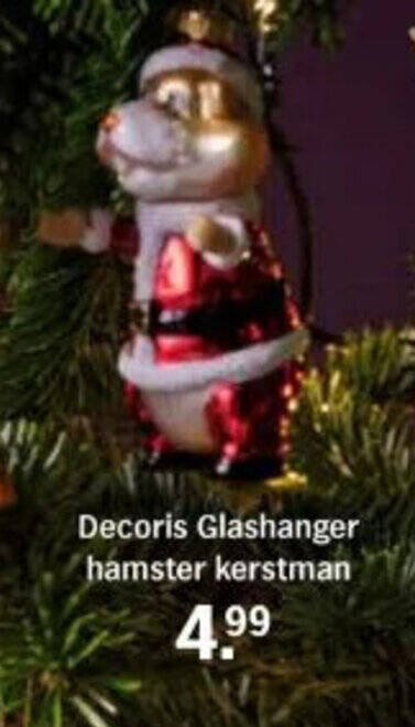 Decoris Glashanger hamster kerstman aanbieding bij Albert Heijn