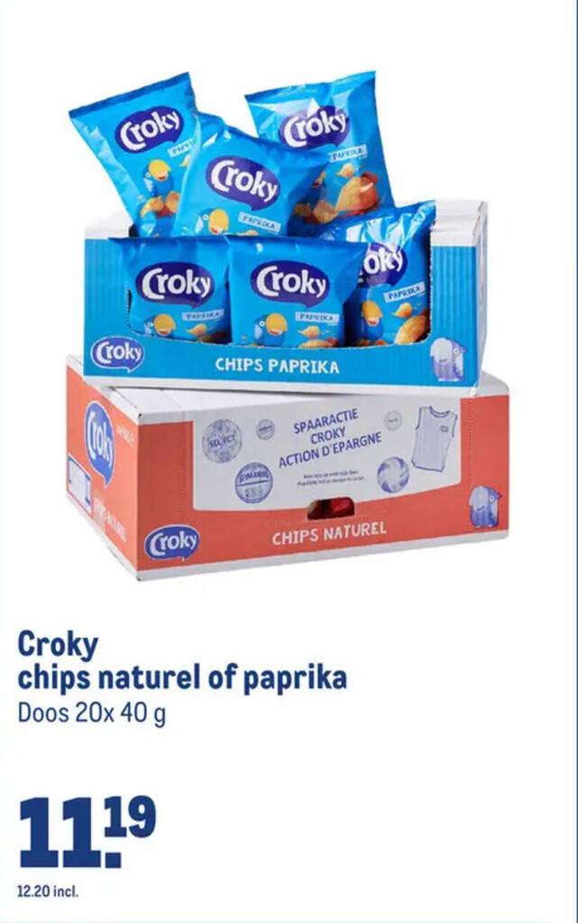 Croky chips naturel of paprika aanbieding bij Makro