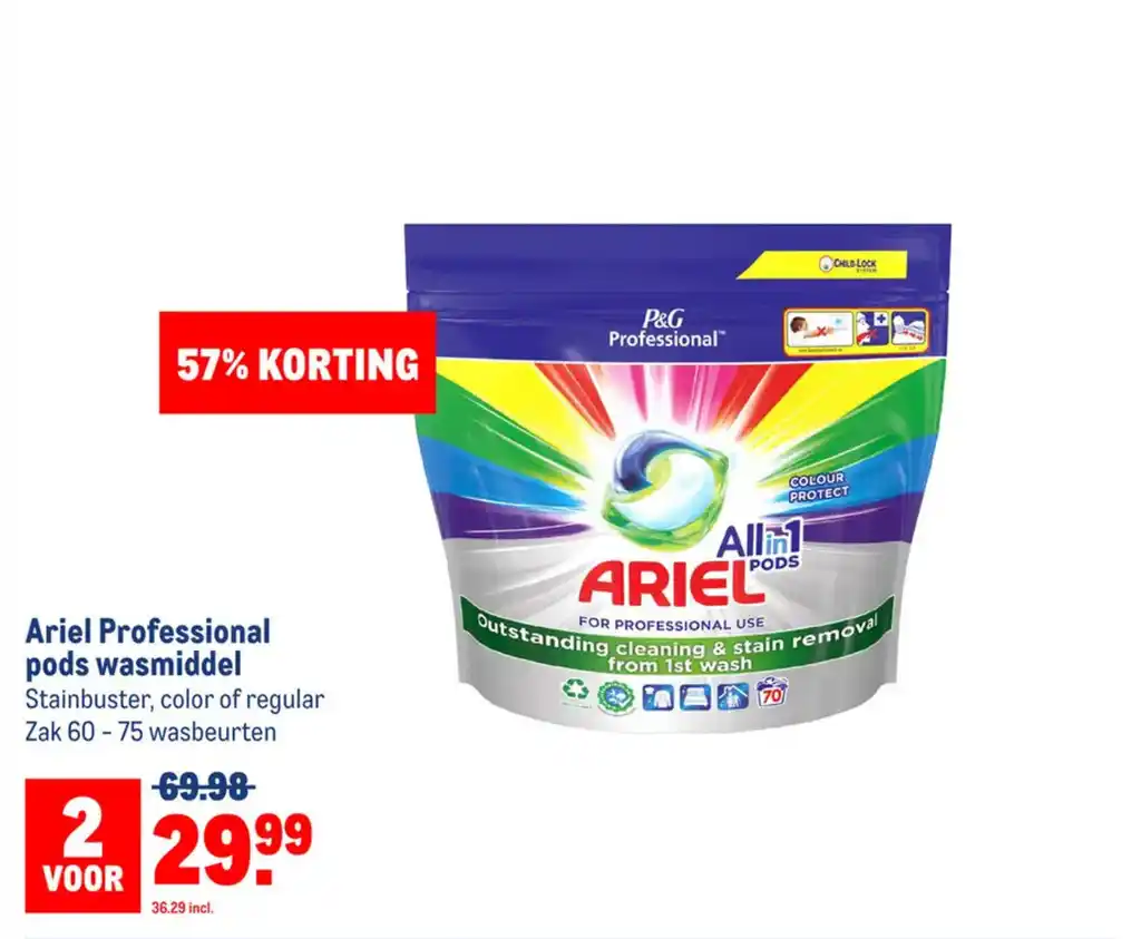 Ariel Professional pods wasmiddel aanbieding bij Makro