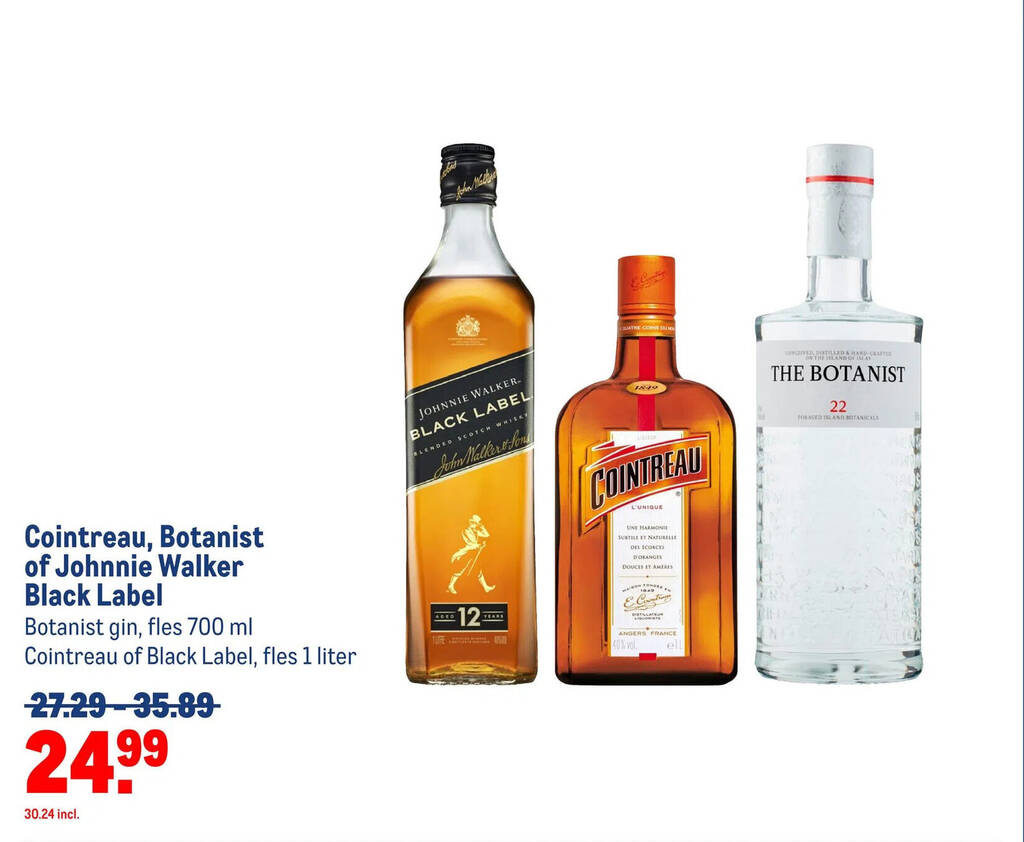 Cointreau, Botanist of Johnnie Walker Black Label aanbieding bij Makro