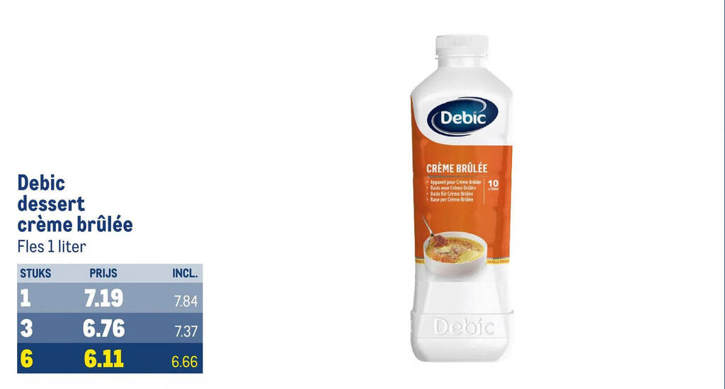 Debic dessert crème brûlée aanbieding bij Makro