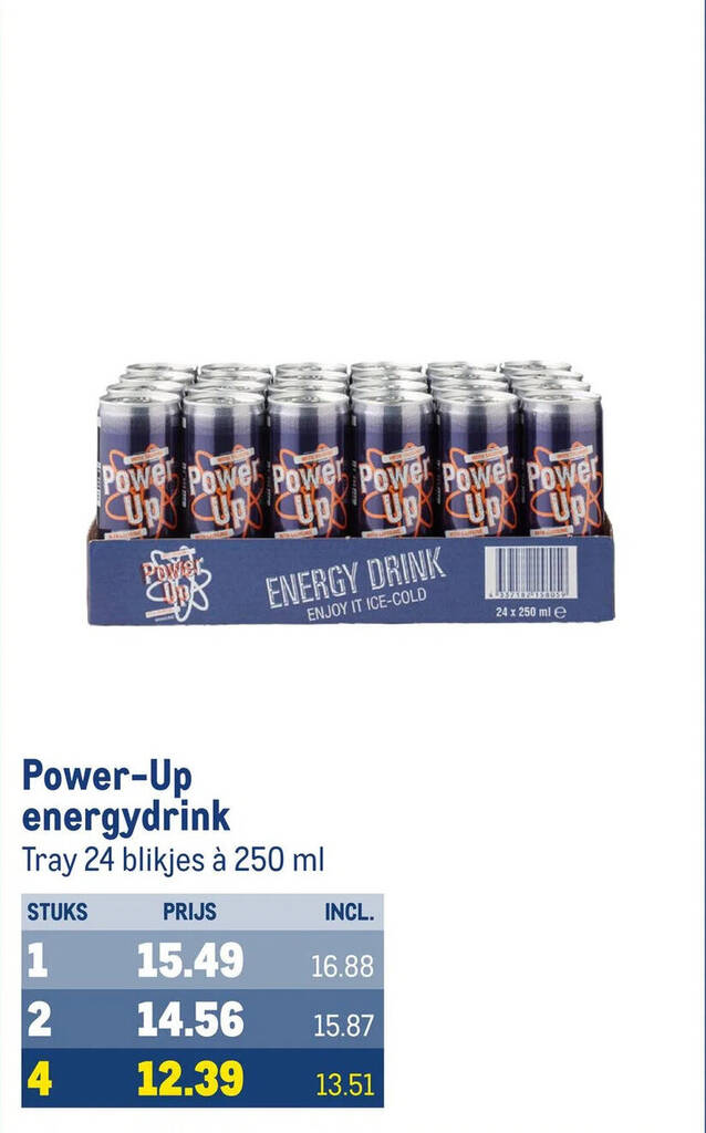 Power-Up energydrink aanbieding bij Makro