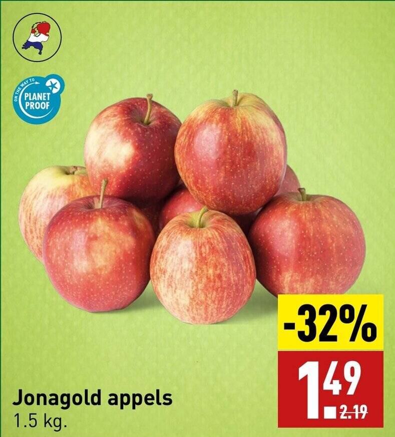Jonagold appels 1.5 kg. 1,5 kg aanbieding bij ALDI