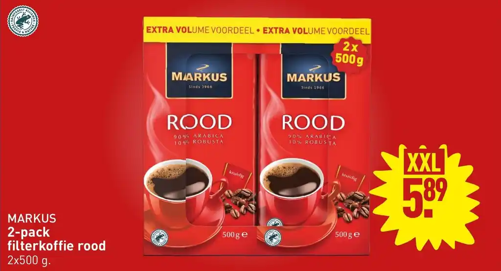 MARKUS 2-pack filterkoffie rood aanbieding bij ALDI
