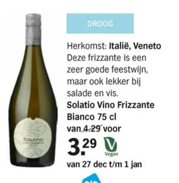 Solatio Vino Frizzante Bianco 75 cl aanbieding bij Albert Heijn