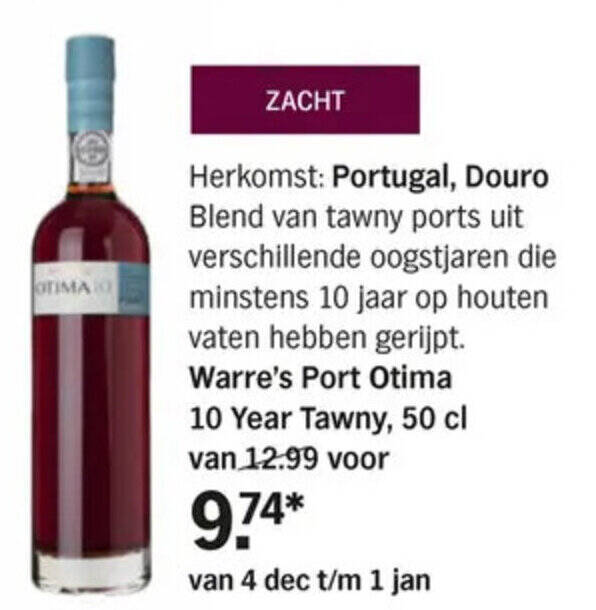 Warre's Port Otima 10 Year Tawny, 50cl aanbieding bij Albert Heijn Warre's Port Otima 10 Year Tawny, 50cl aanbieding bij Albert Heijn