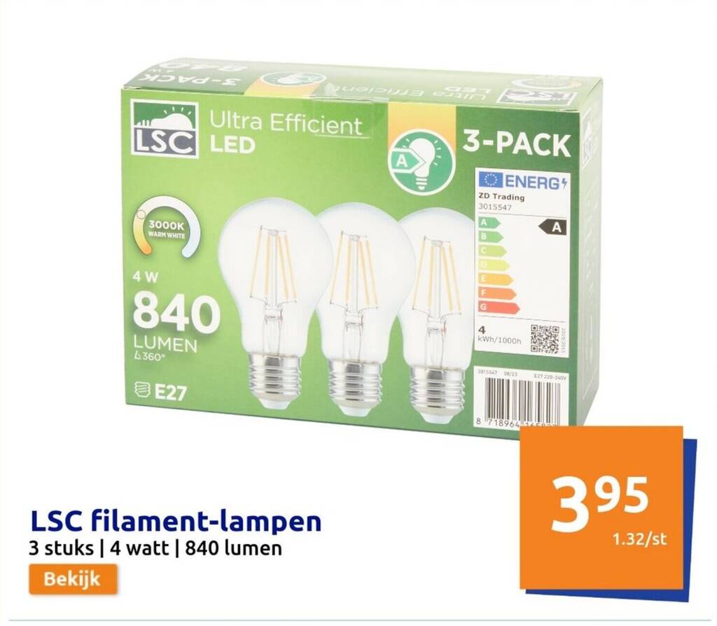 LSC filament-lampen aanbieding bij Action