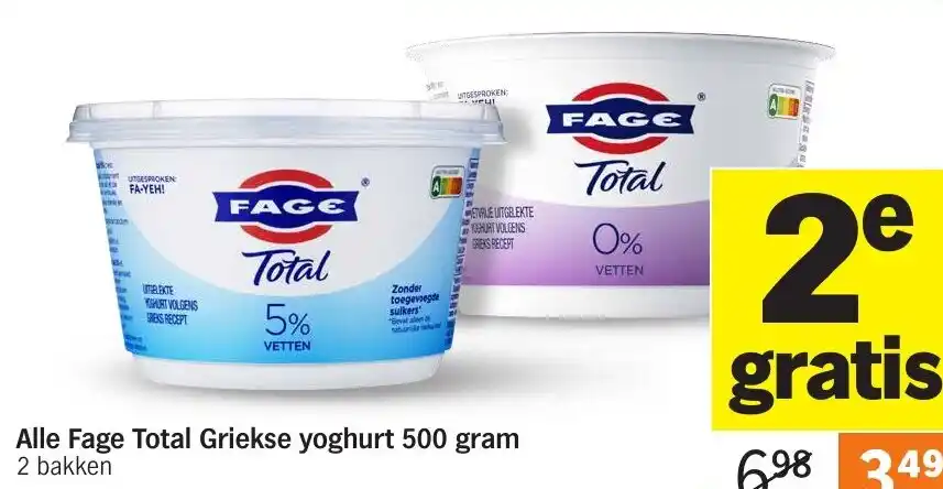 Alle Fage Total Griekse yoghurt 500 gram aanbieding bij Albert Heijn