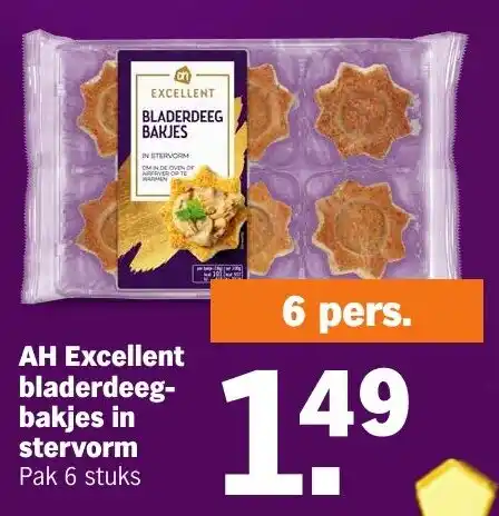 AH Excellent bladerdeeg-bakjes in stervorm aanbieding bij Albert Heijn