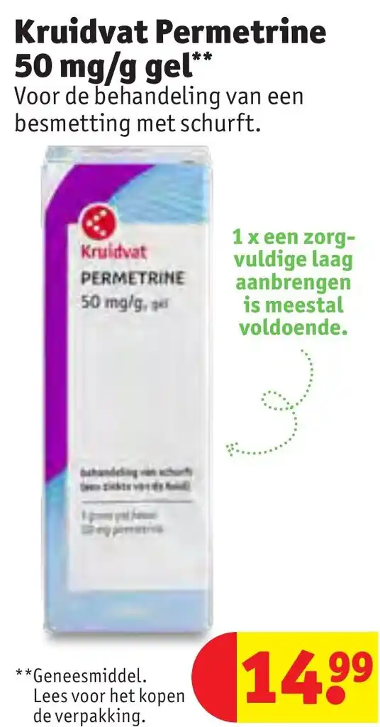 Kruidvat Permetrine 50 mg/g gel aanbieding bij Kruidvat