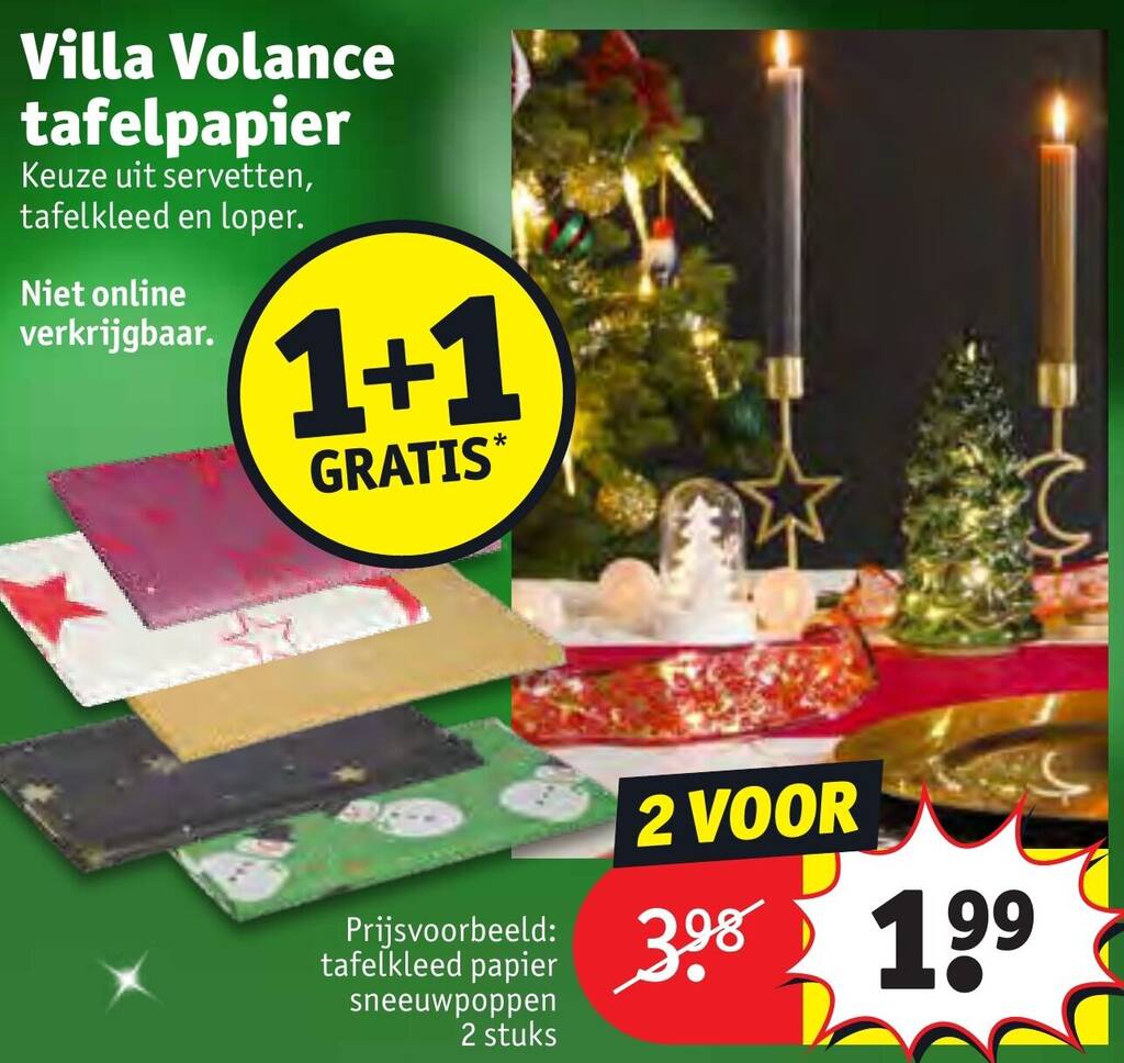 Villa Volance tafelpapier aanbieding bij Kruidvat 1+1 GRATIS