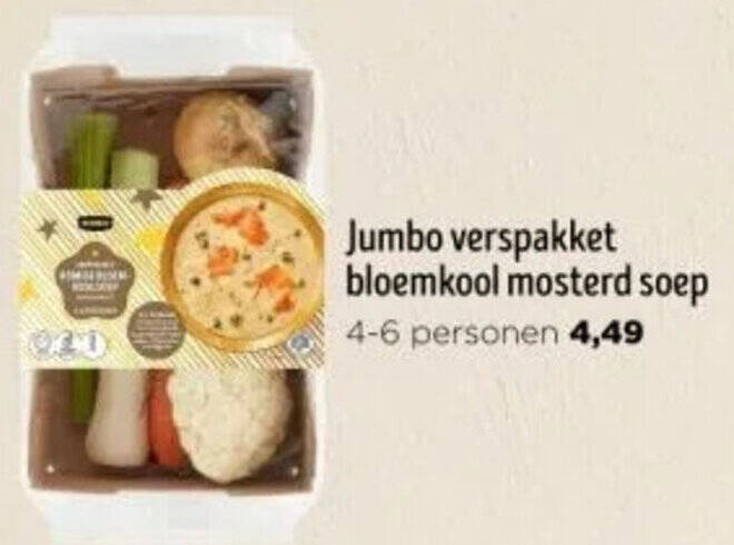 Jumbo verspakket bloemkool mosterd soep aanbieding bij Jumbo