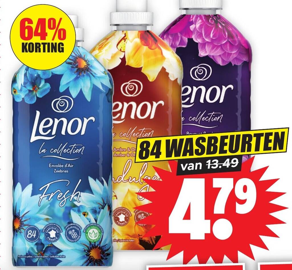 Lenor wasverzachter 84 WASBEURTEN XXL falcon aanbieding bij Dirk