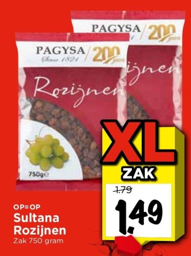 Sultana Rozijnen 750g aanbieding bij Vomar Voordeelmarkt